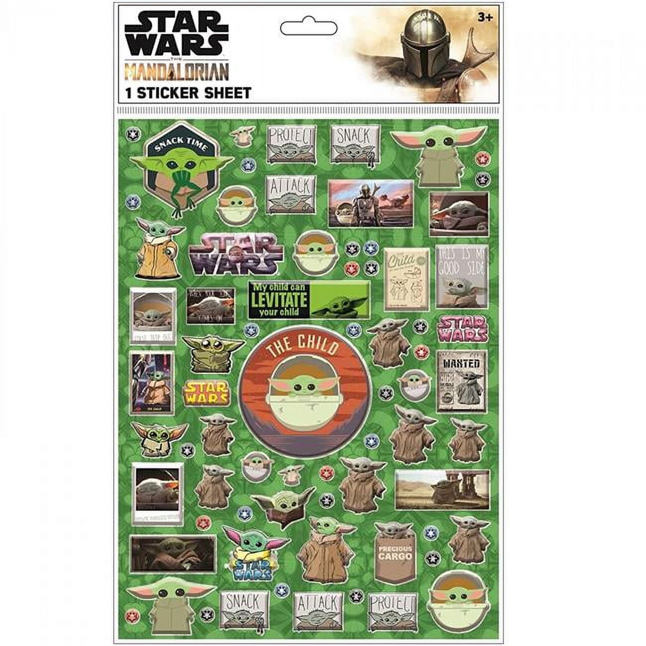 Star Wars Mandalorian Baby Yoda Sticker Sheet with 50+ Puffy Stickers ...