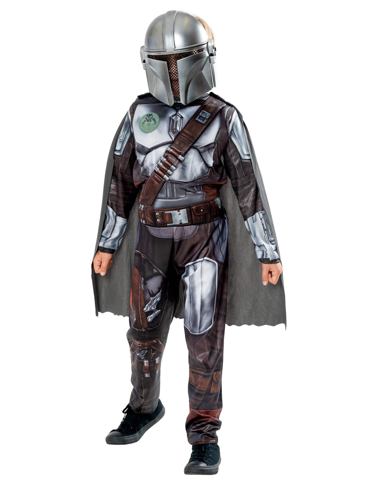 Star Wars Mandalorian Costume Large Male Kids Silver Fancy Dress Party ...