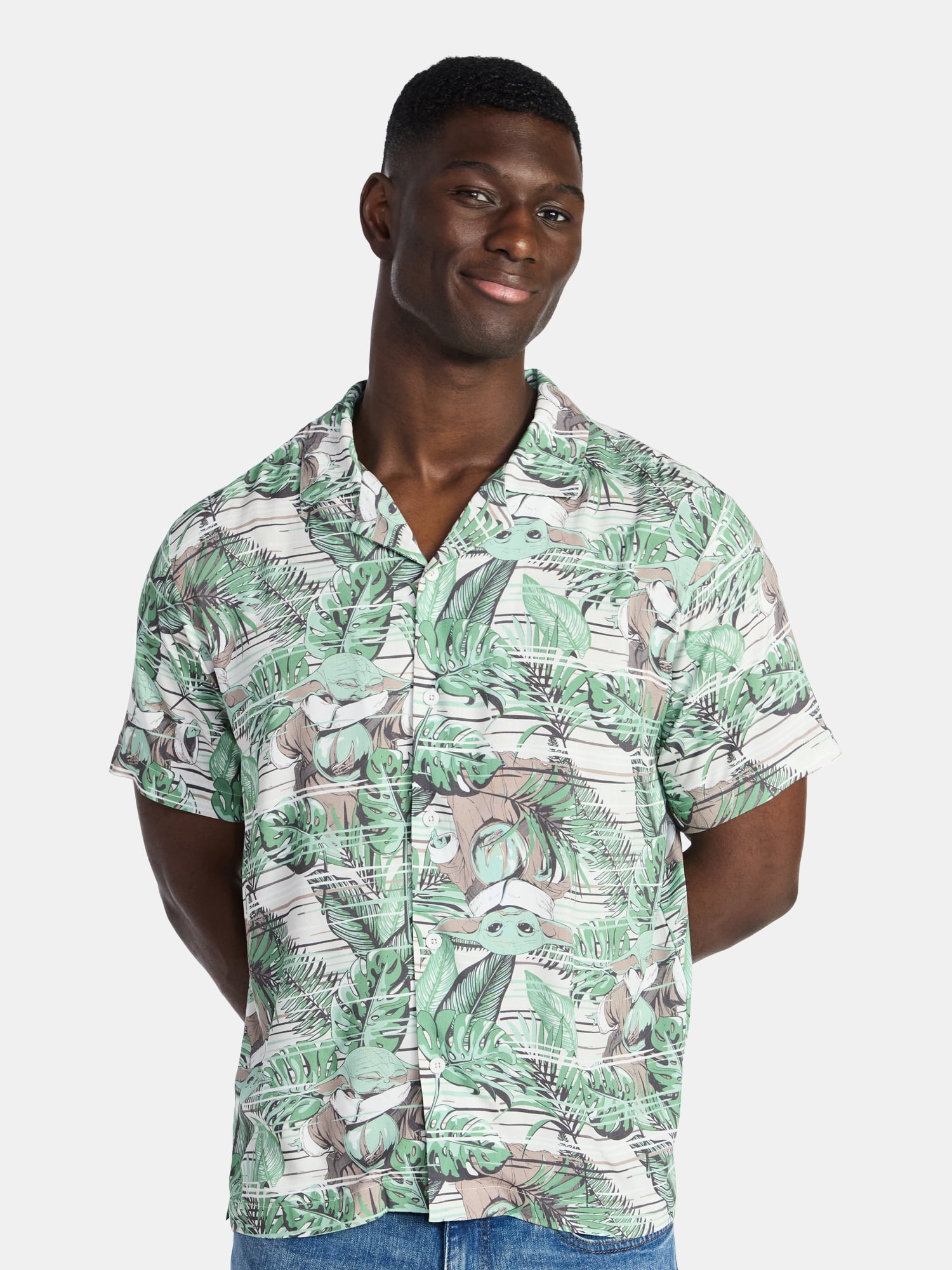Star Wars Men's and Big Men's The Mandalorian Graphic Button-Up Shirt ...