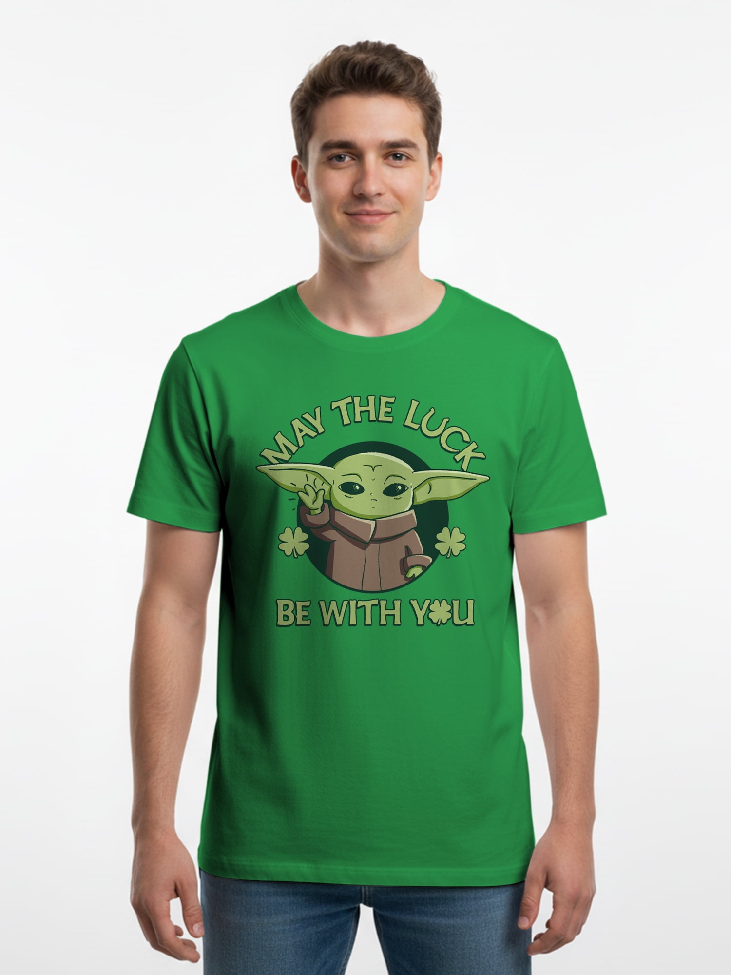 Star Wars, Men's & Big Men's St. Patrick's Day Graphic Tee, Grogu Luck ...