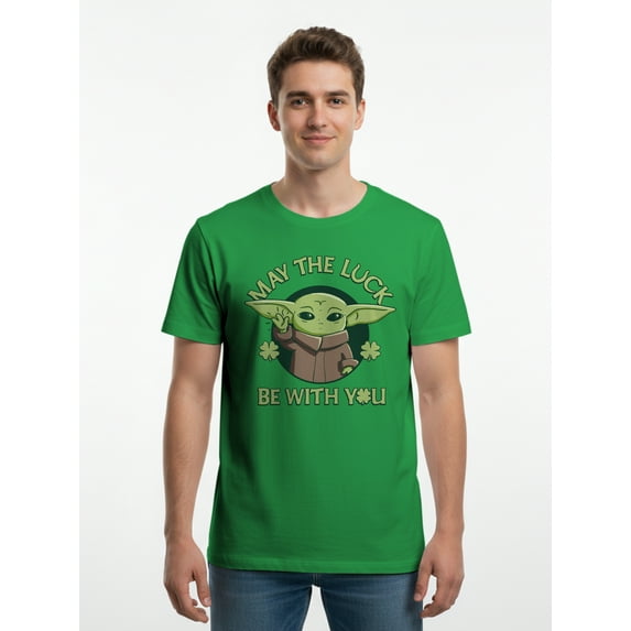Star Wars, Men's & Big Men's St. Patrick's Day Graphic Tee, Grogu Luck ...
