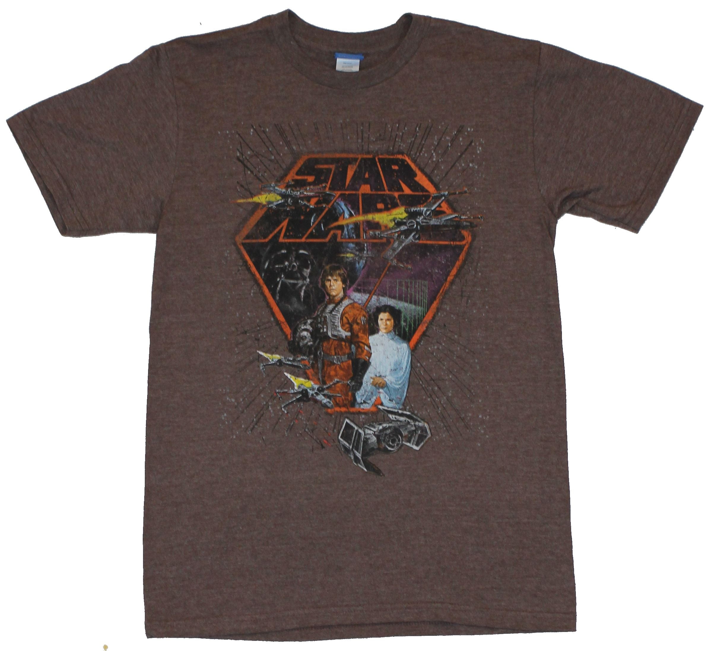 Star Wars Mens T-Shirt - Classic Luke in X-Wing Gear with X-Wings Logo ...