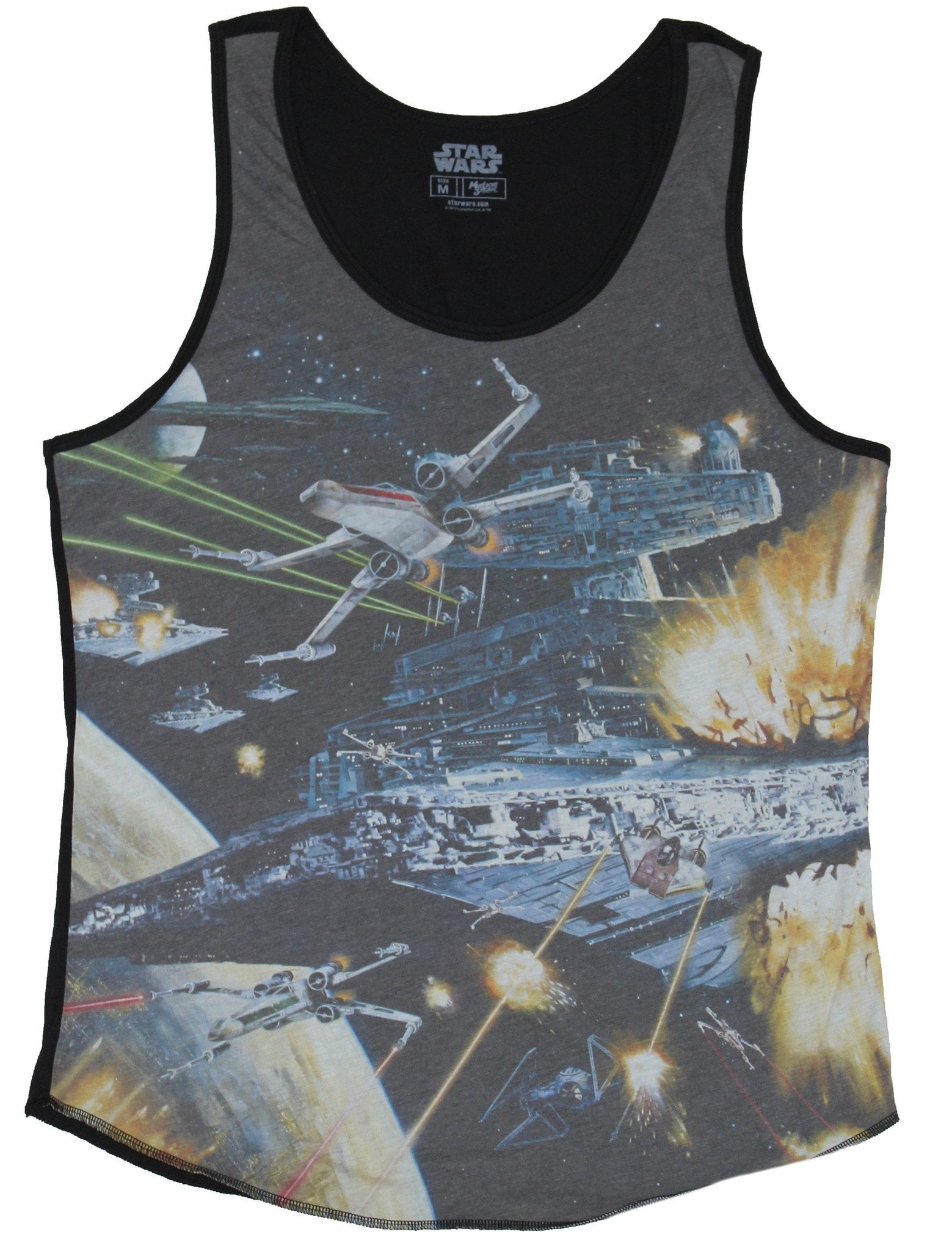 Star Wars Mens Tank Top - Giant X-Wing Death Star Destroyer Battle ...