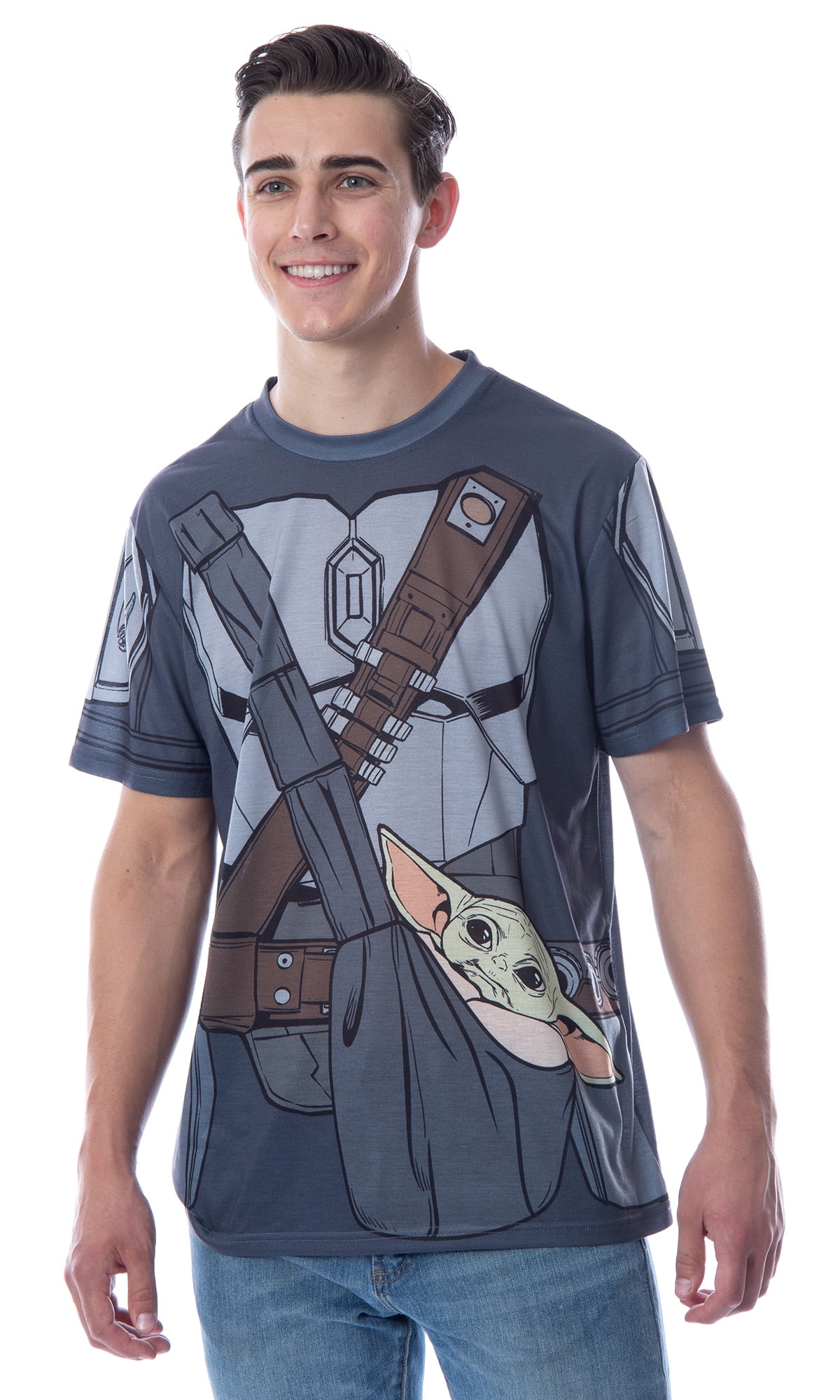 Star Wars Mens' The Mandalorian Mando Holding The Child Costume Shirt ...