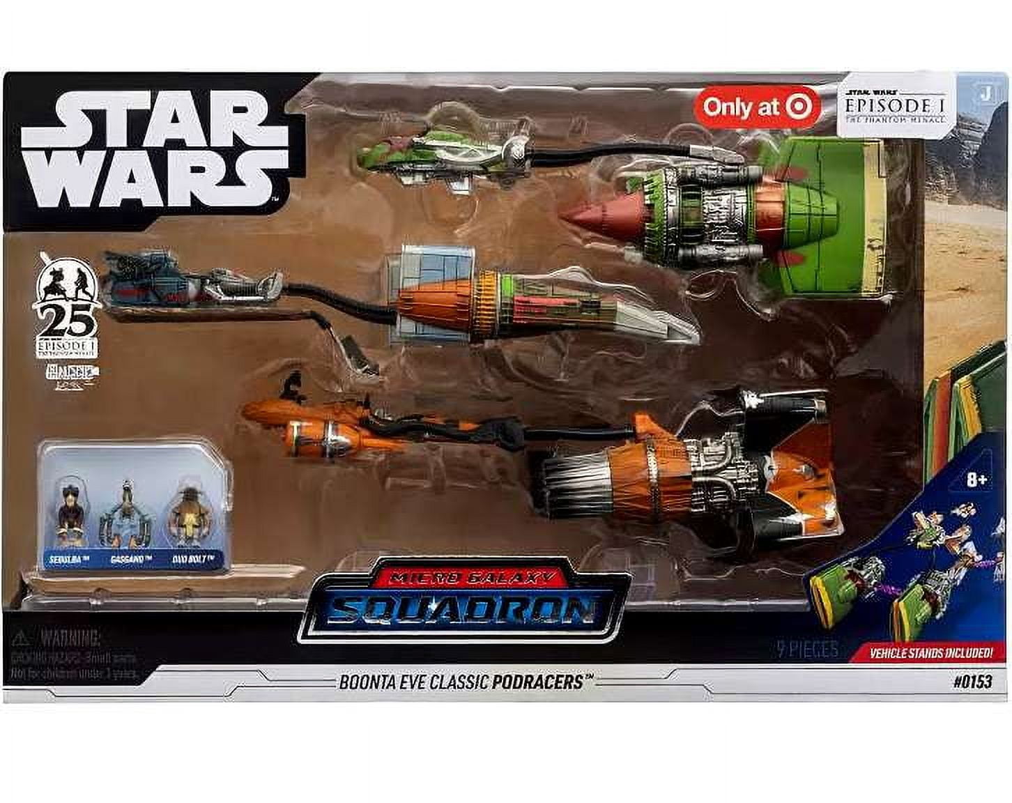 Jazwares Star Wars Micro Galaxy Squadron Boonta Eve Podracers, 5-Inch Vehicles, 1-Inch Figures ...
