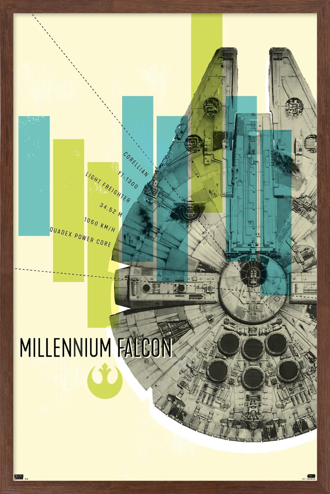 Star Wars: Mid-century Modern - Millennium Falcon Wall Poster, 14.725 ...