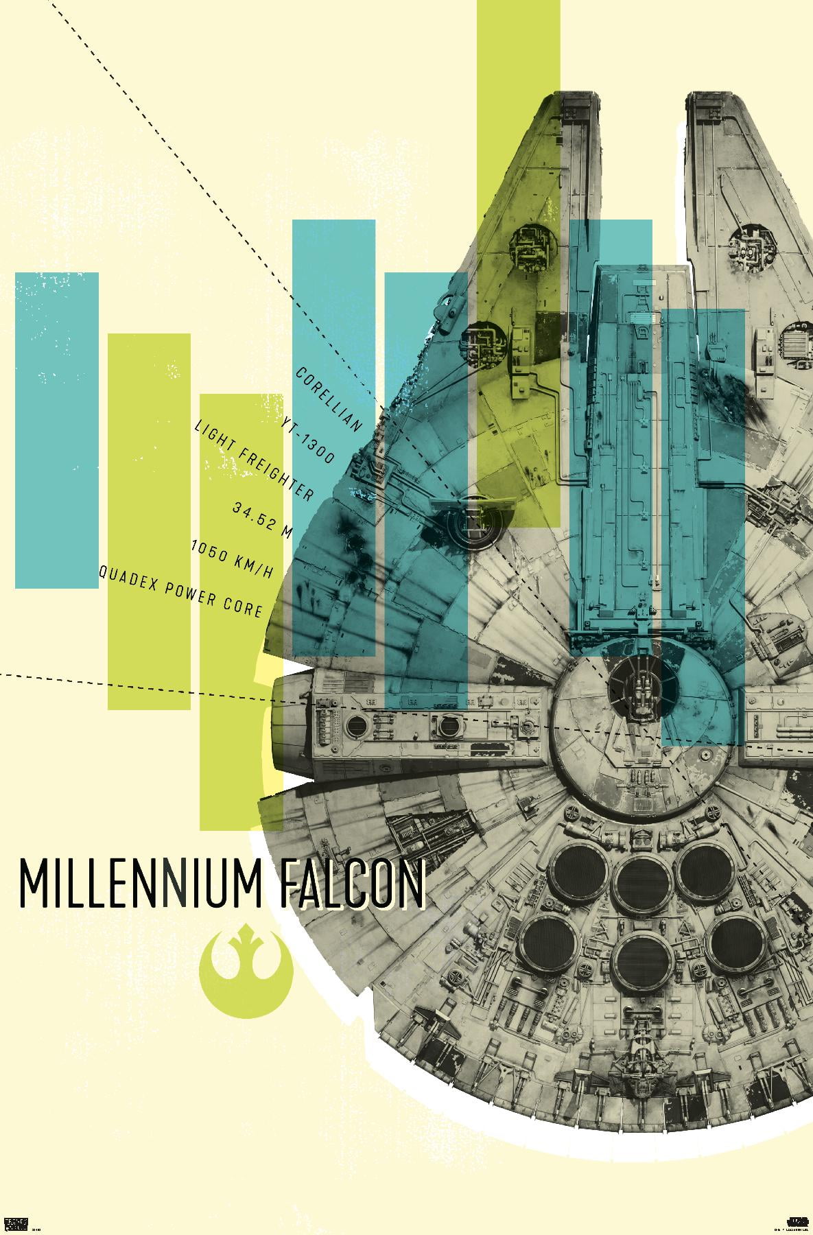 Star Wars: Mid-century Modern - Millennium Falcon Wall Poster, 22.375 ...