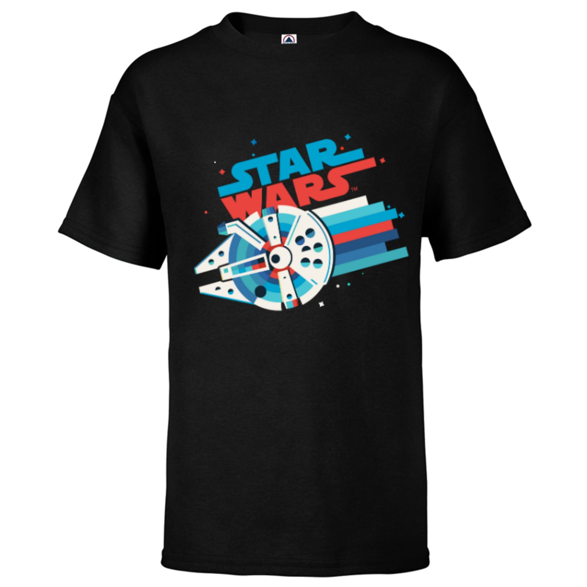 Star Wars Millennium Falcon Red White & Blue Rainbow - Short Sleeve T-Shirt for Kids ...