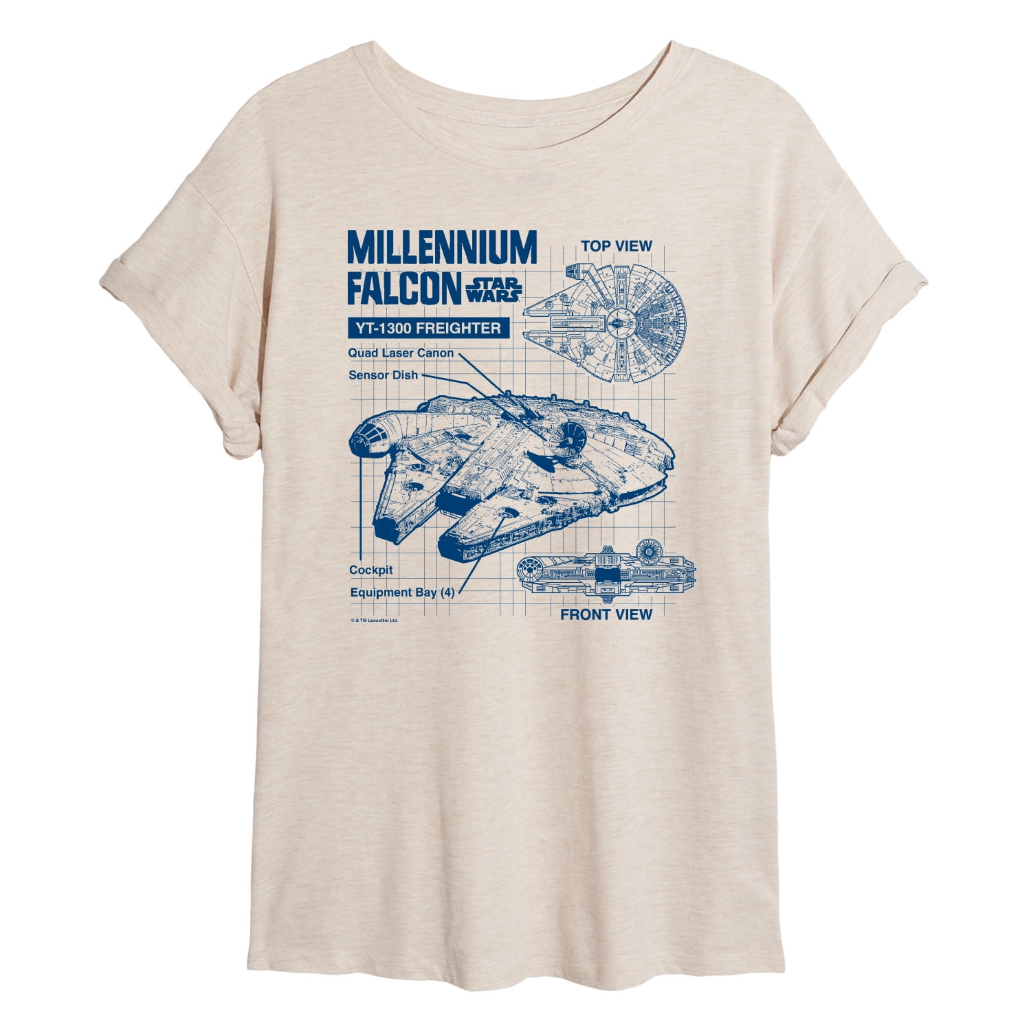 Star Wars - Millennium Falcon Schematic - Women's Oversized Tee ...