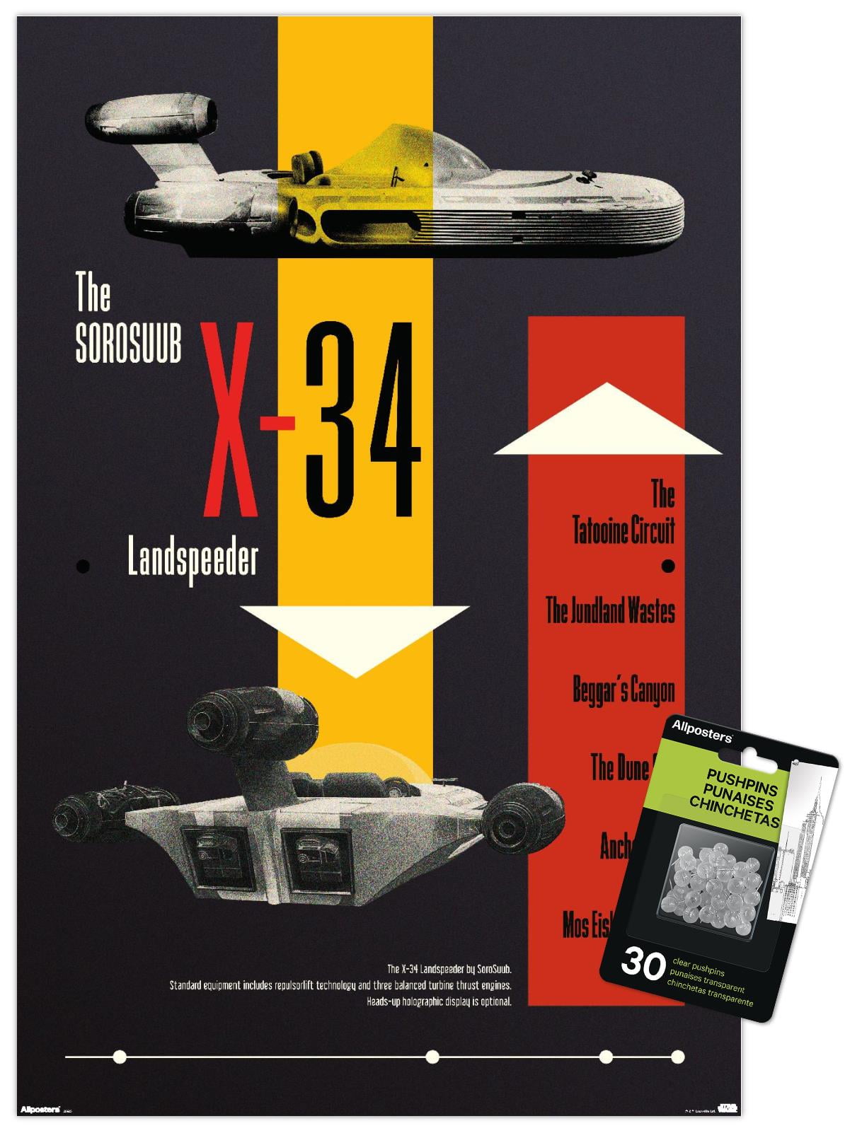 Star Wars: Moving At Lightspeed - Landspeeder Wall Poster with Push ...