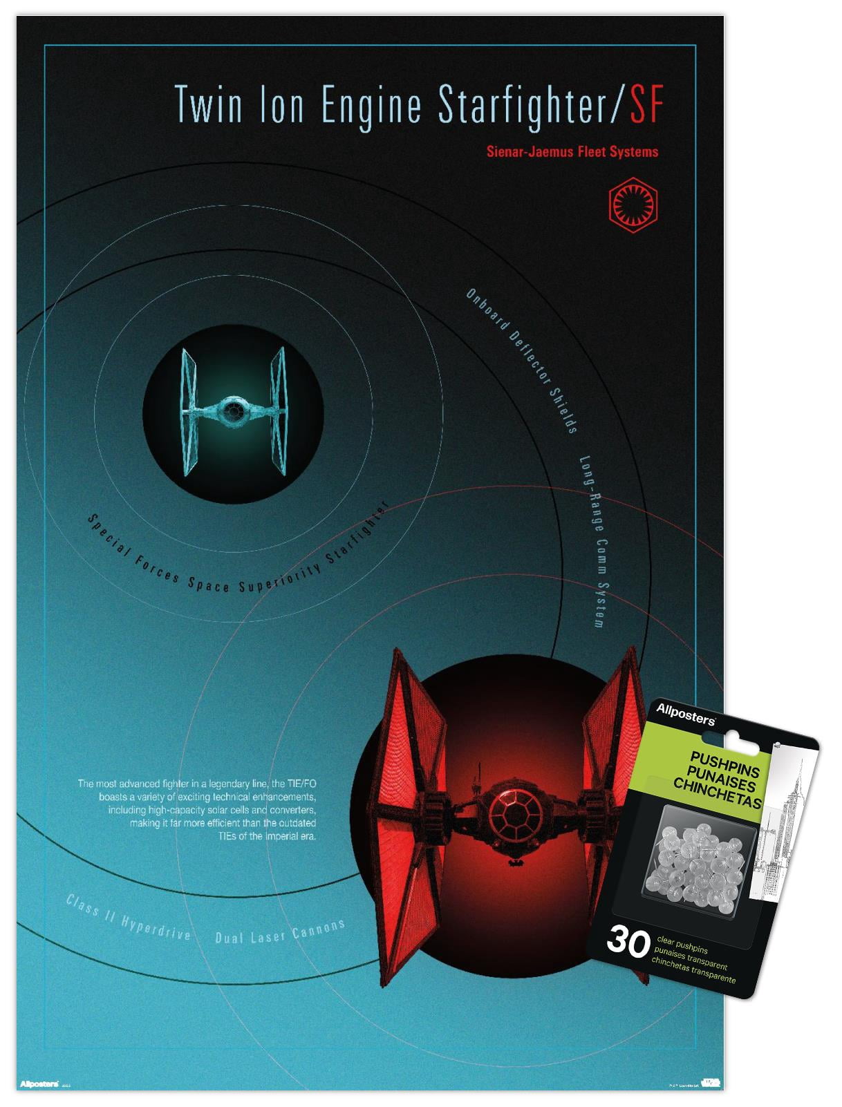 Star Wars: Moving At Lightspeed - TIE Fighter Wall Poster with Push ...