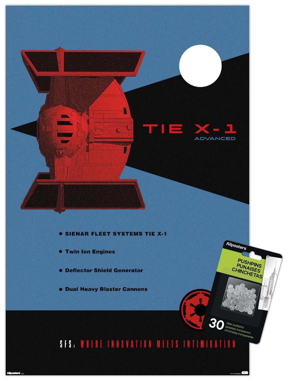Star Wars: Moving At Lightspeed - TIE X-1 Wall Poster with Push Pins ...
