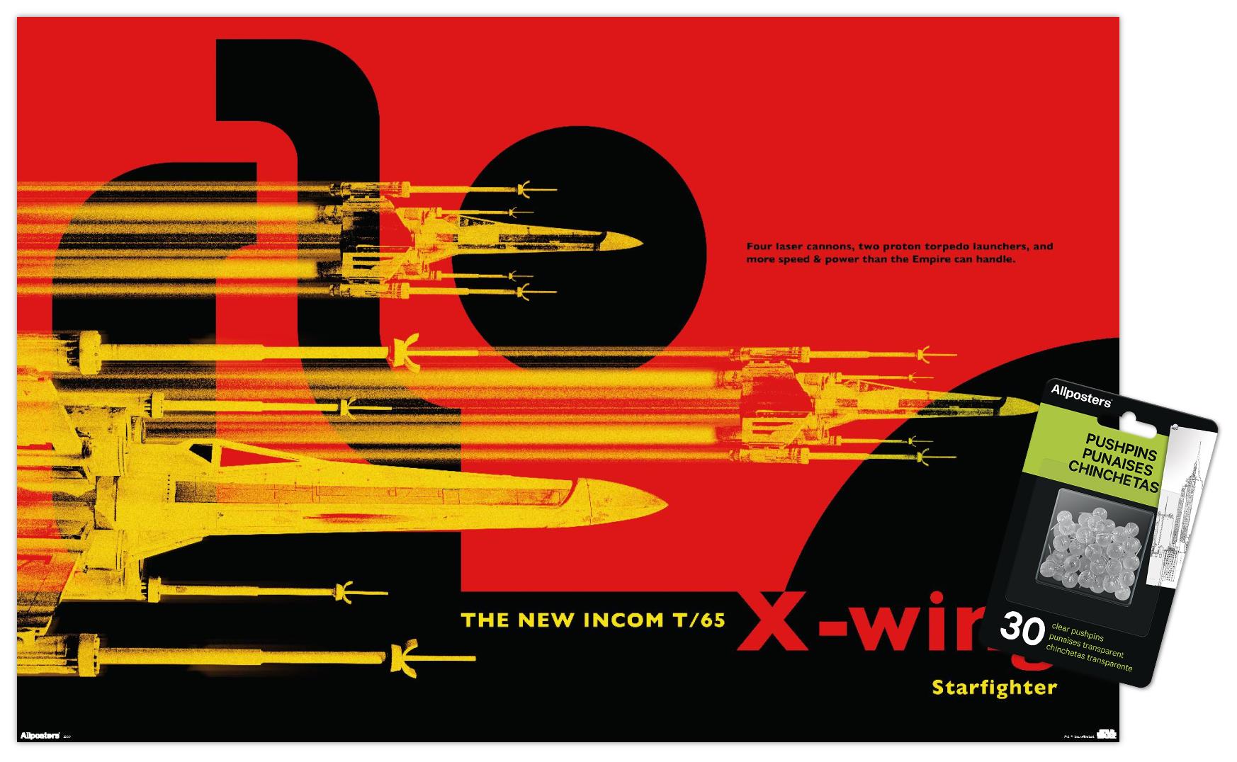 Star Wars: Moving At Lightspeed - X-Wing Wall Poster with Push Pins, 14 ...
