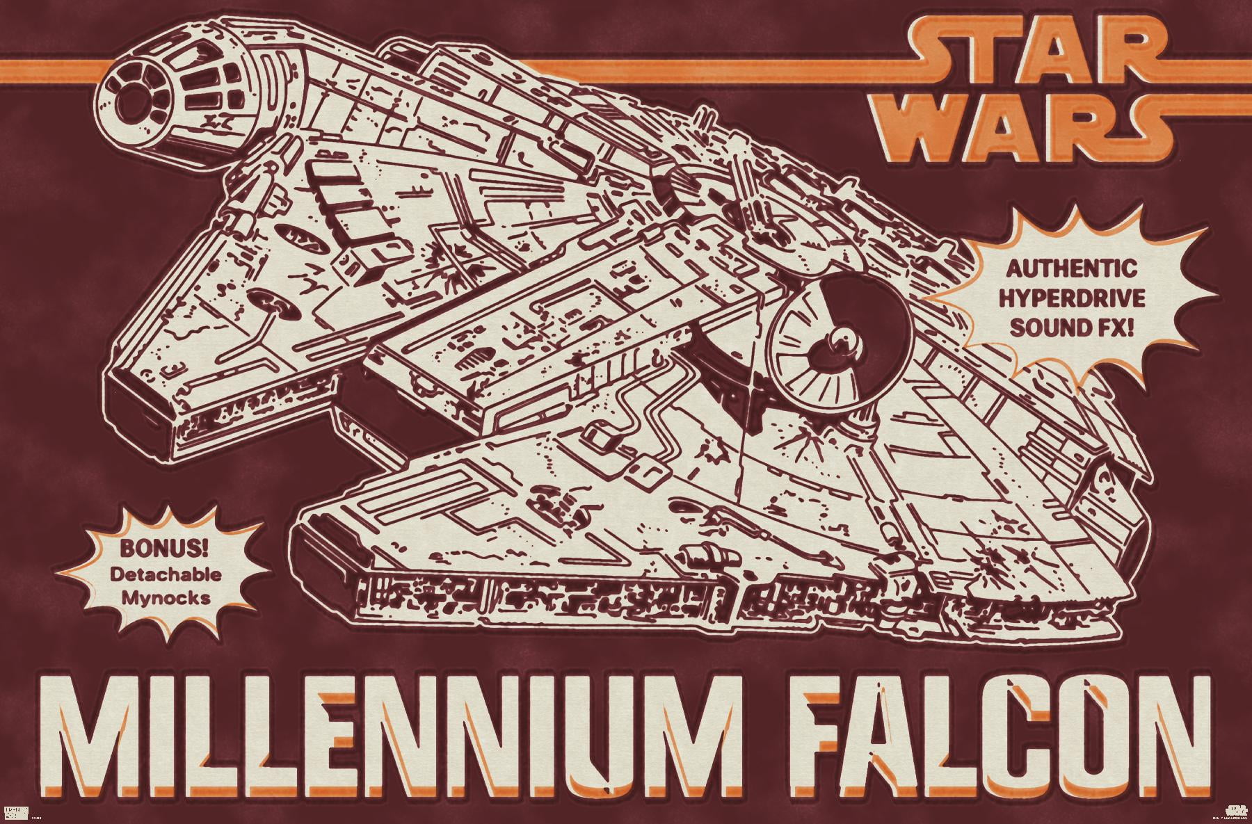 Star Wars: New Vintage - Millennium Falcon Wall Poster, 22.375" x 34 ...