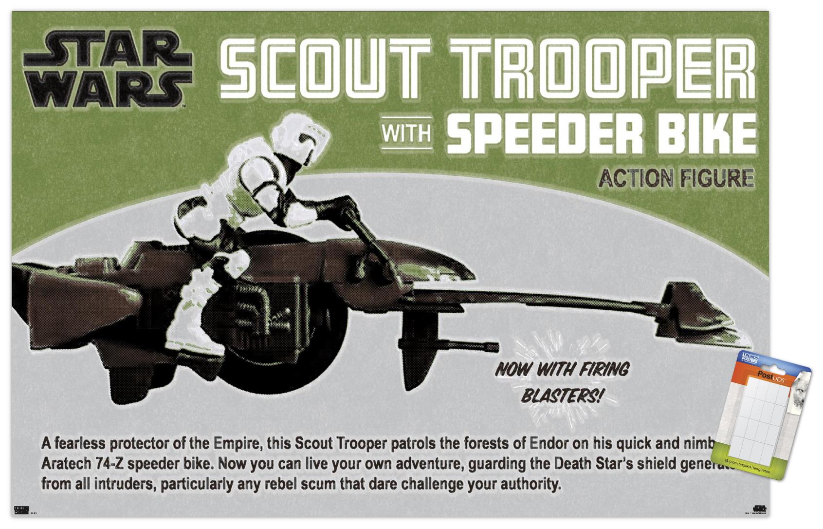 Star Wars: New Vintage - Speeder Bike Wall Poster, 14.725" x 22.375 ...