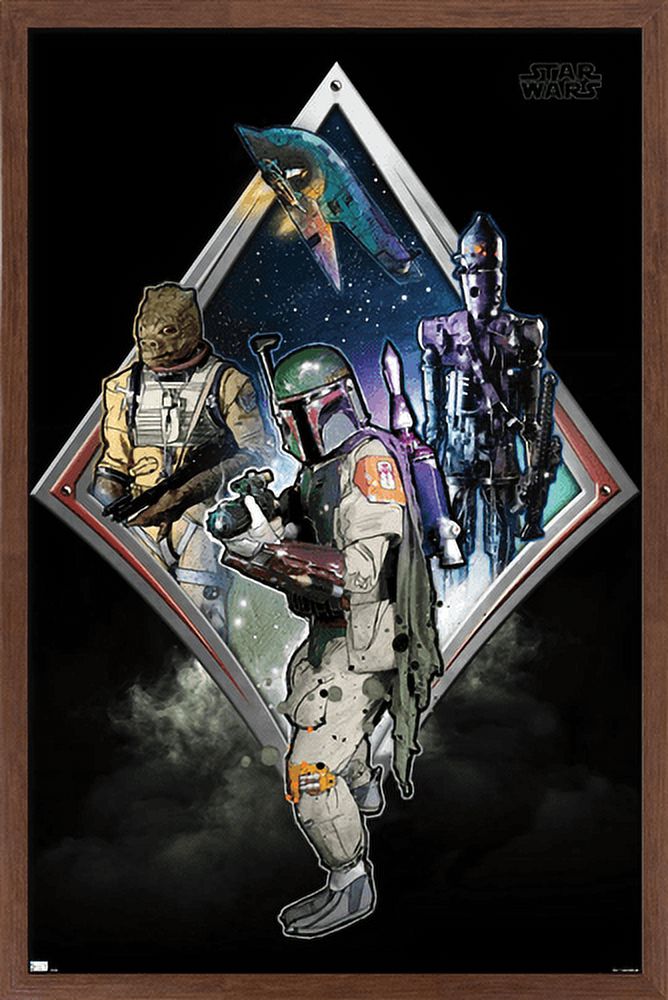 Star Wars: Original Trilogy - Bounty Hunters Badge Wall Poster, 14.725 ...