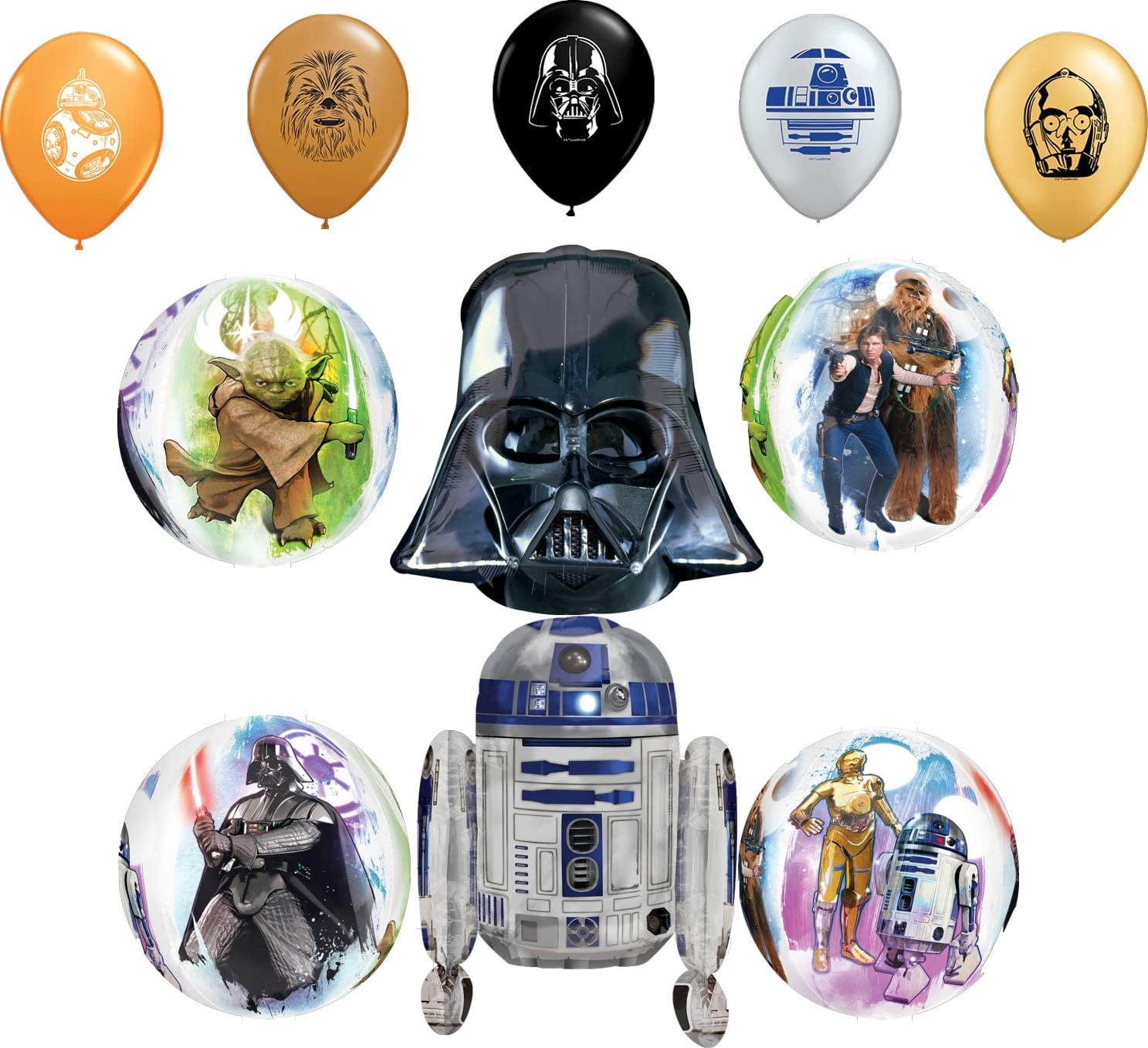 Star Wars Party Supplies Birthday Orbz Balloon Darth Vader R2D2 Bouquet ...