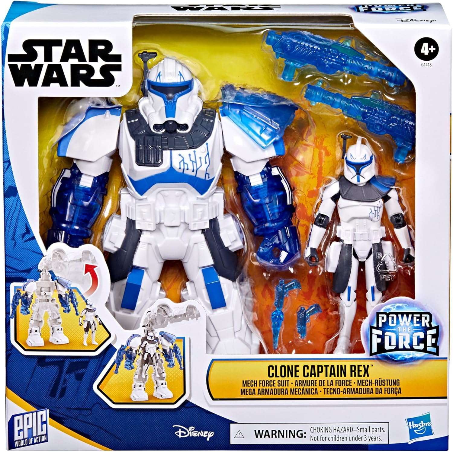 Star Wars Power the Force Clone Captain Rex with Mech Force Suit Action ...