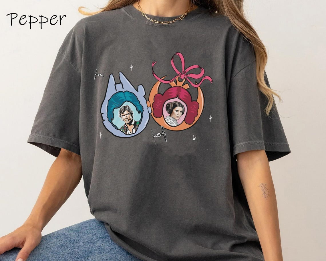 Star Wars Princess Leia and Han Solo Coquette Bow T-Shirt, Star Wars ...