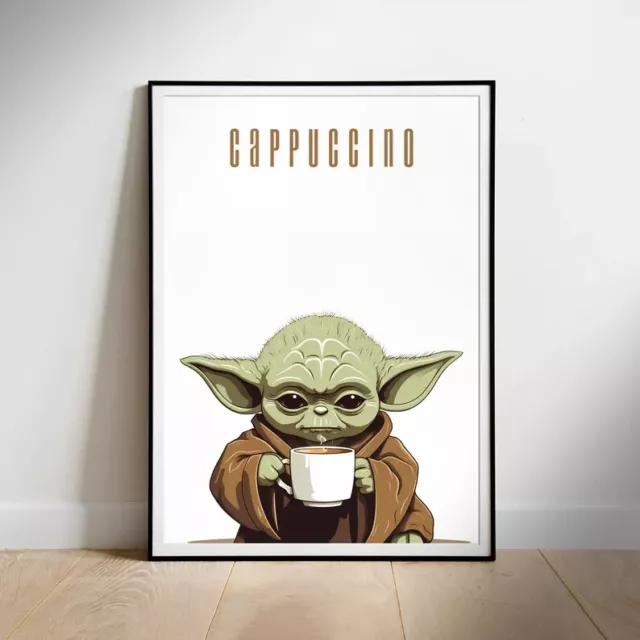 Star Wars Print, Baby Yoda Coffee Poster Fan Art Movie Print NO FRAMED ...