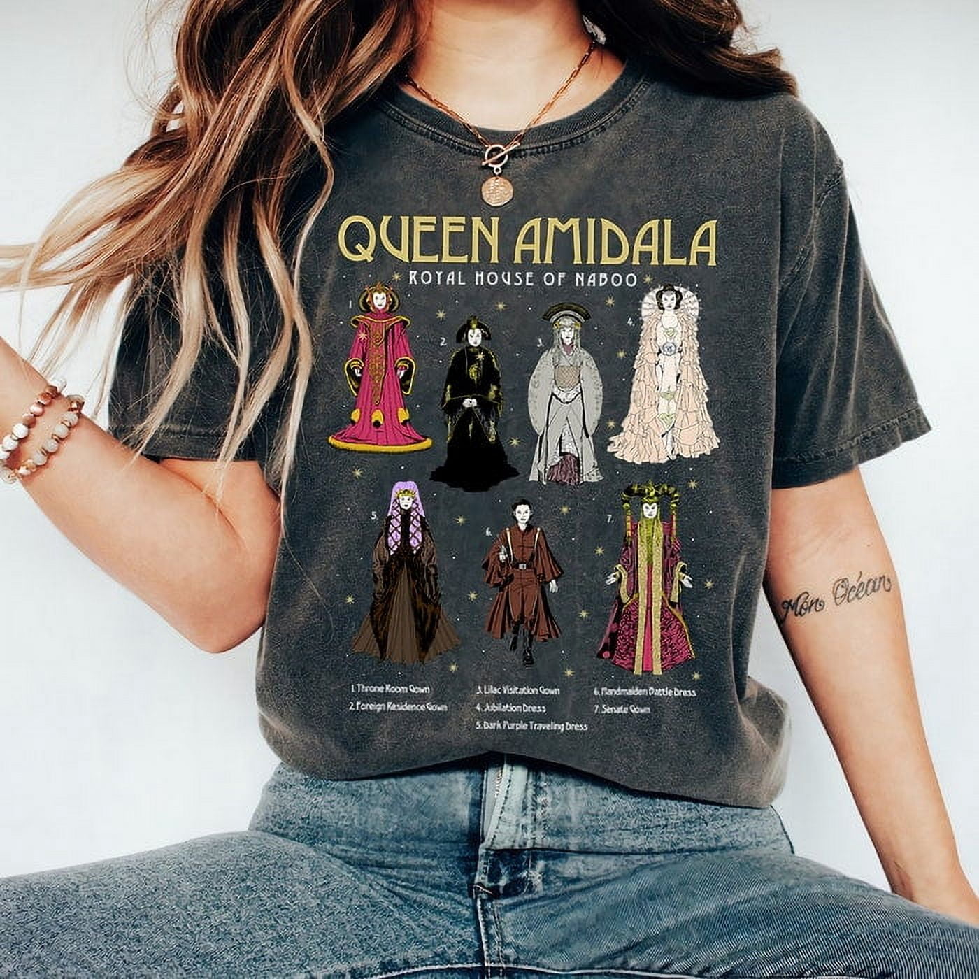Star Wars Queen Amidala Gowns Textbook Poster T-Shirt, Star Wars ...