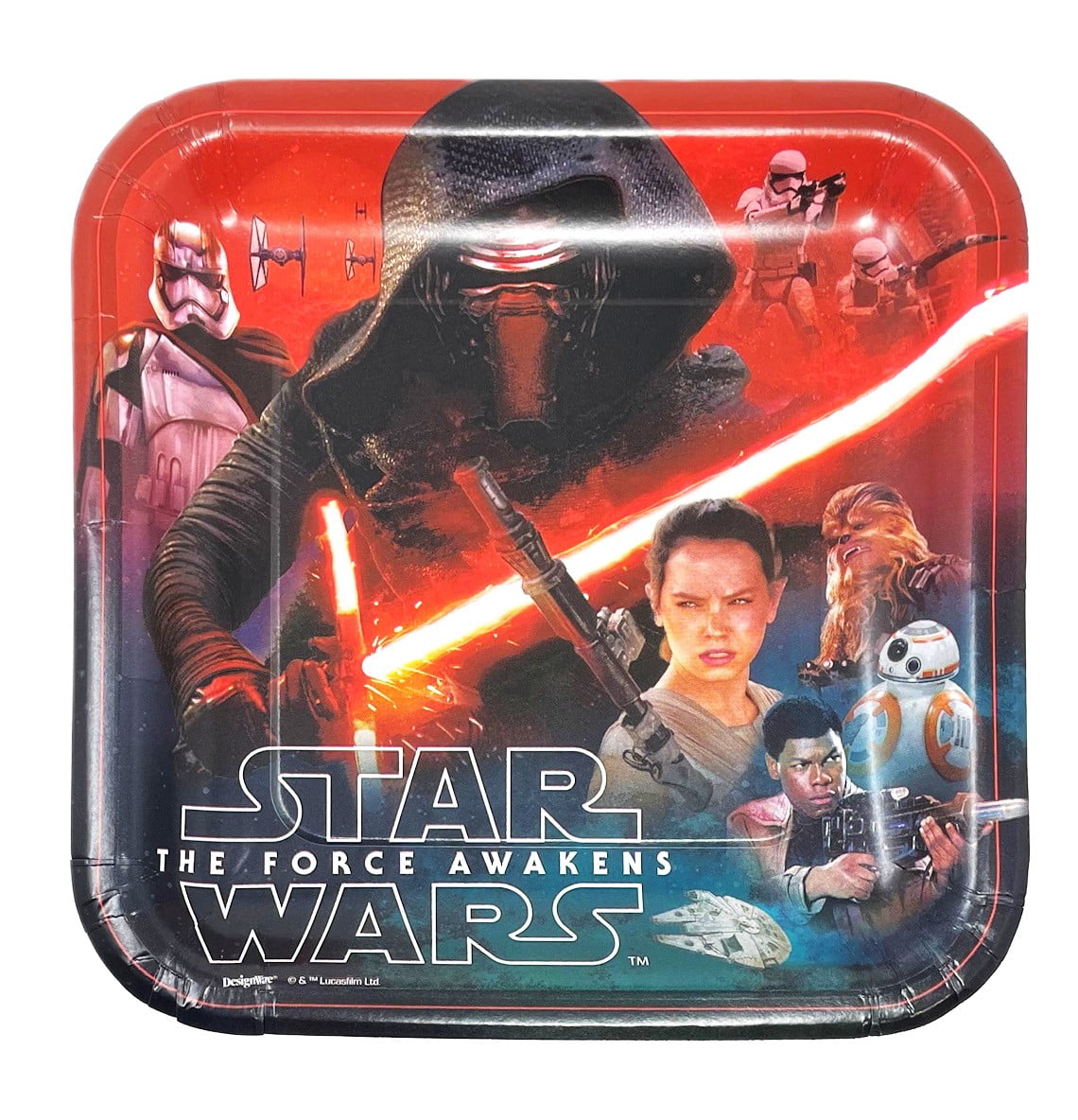 Star Wars Rey Finn & Kylo Ren Large 9 in. Square Birthday Party Plates ...