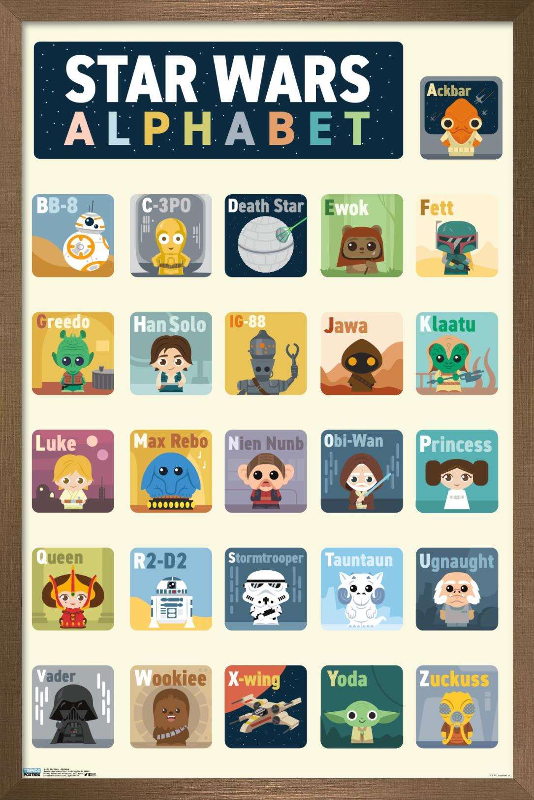 Star Wars: Saga - Alphabet Wall Poster, 22.375" x 34", Framed - Walmart.com