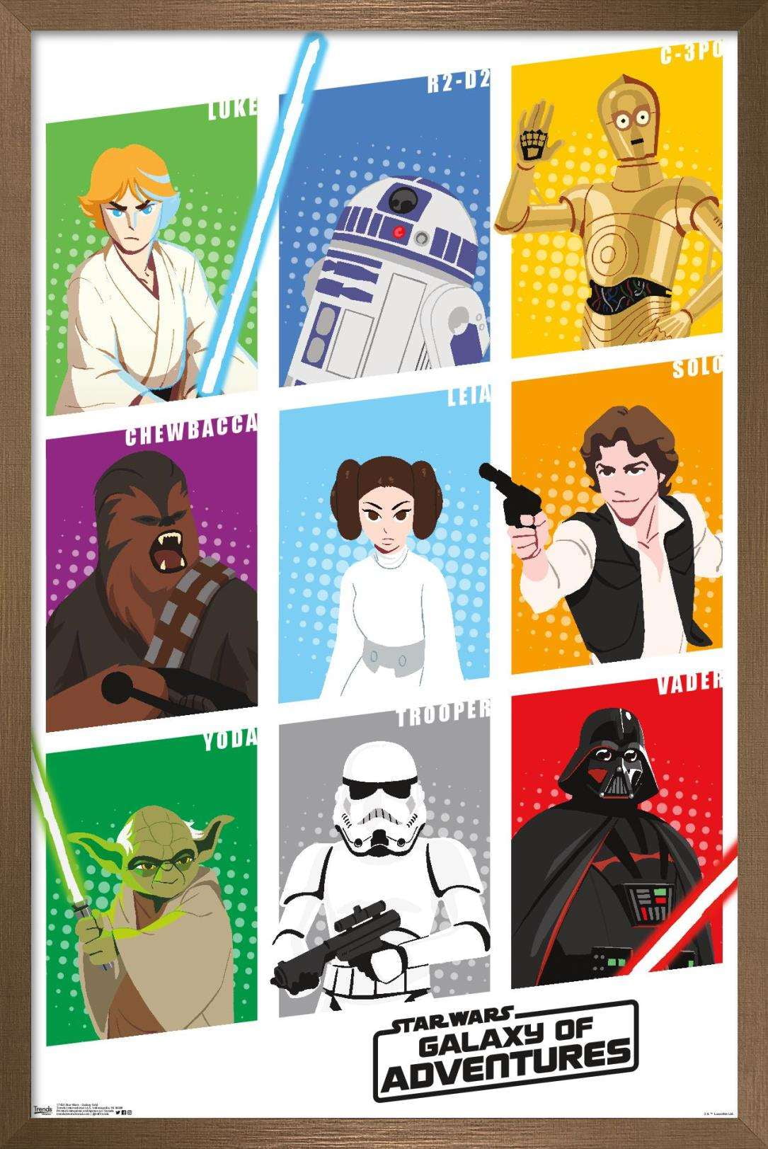 Star Wars: Saga - Galaxy Grid Wall Poster, 14.725" x 22.375", Framed ...