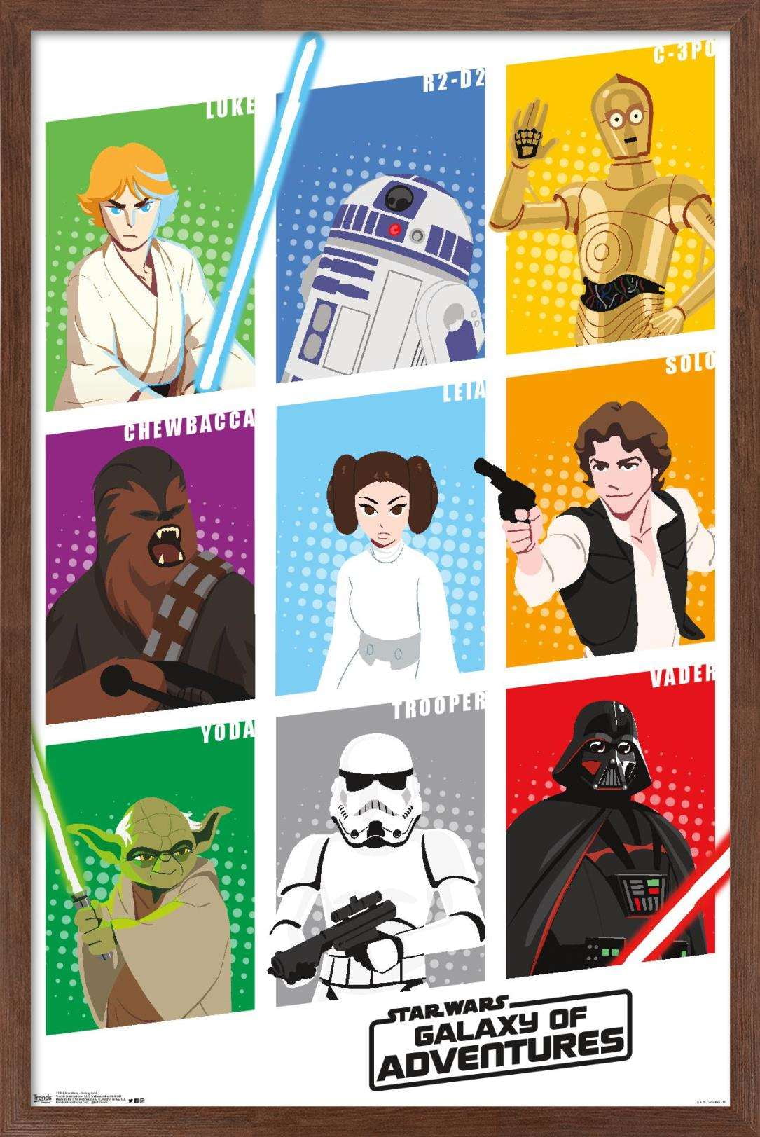Star Wars: Saga - Galaxy Grid Wall Poster, 14.725" x 22.375", Framed ...