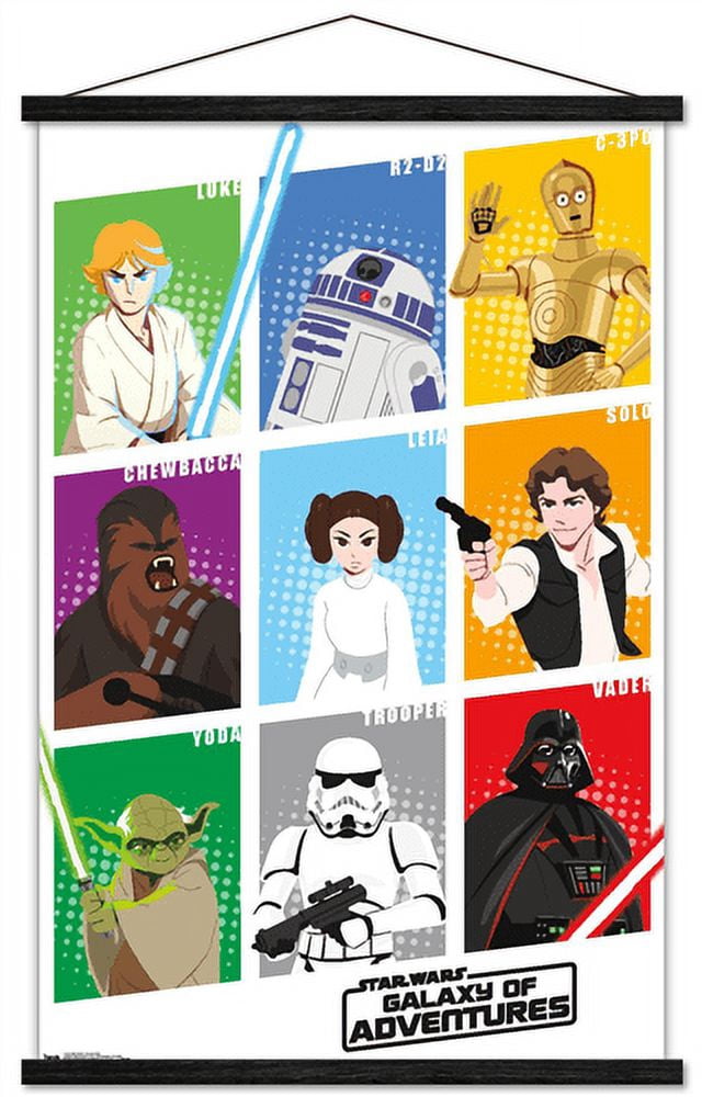 Star Wars: Saga - Galaxy Grid Wall Poster with Wooden Magnetic Frame ...