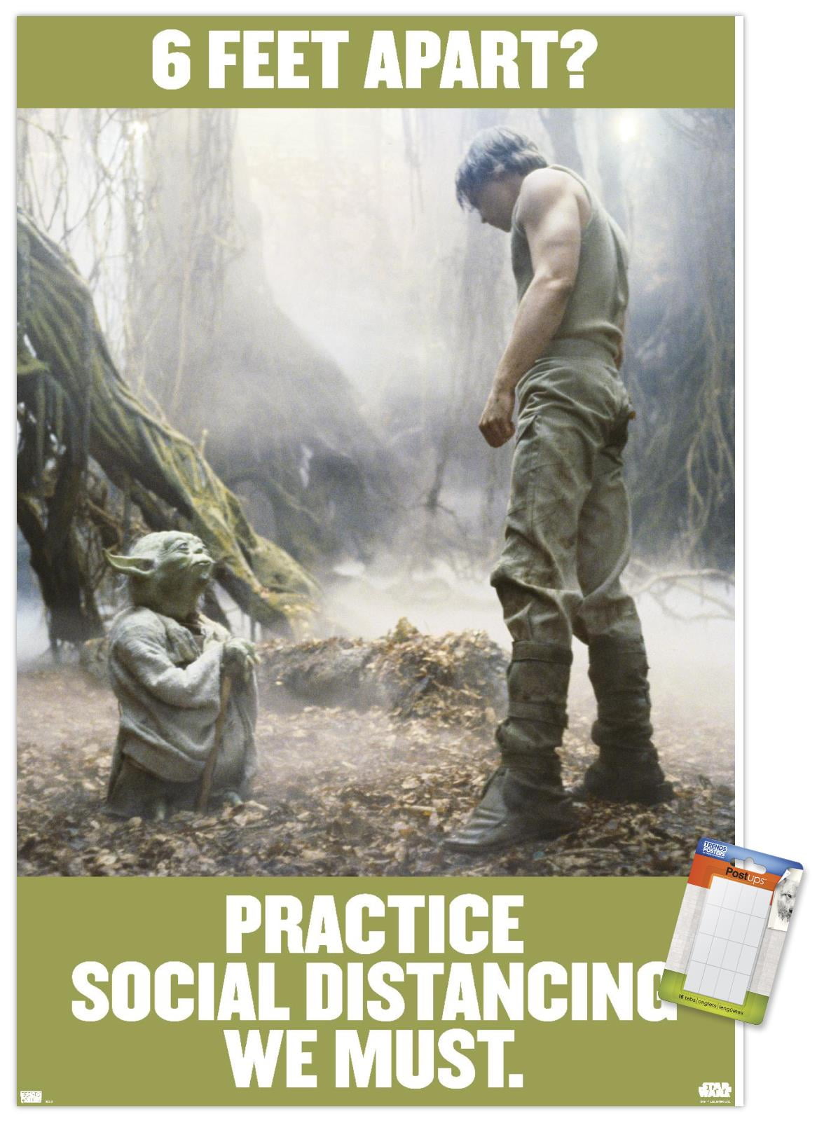 Star Wars: Saga - Luke and Yoda Social Distancing Wall Poster, 14.725 ...