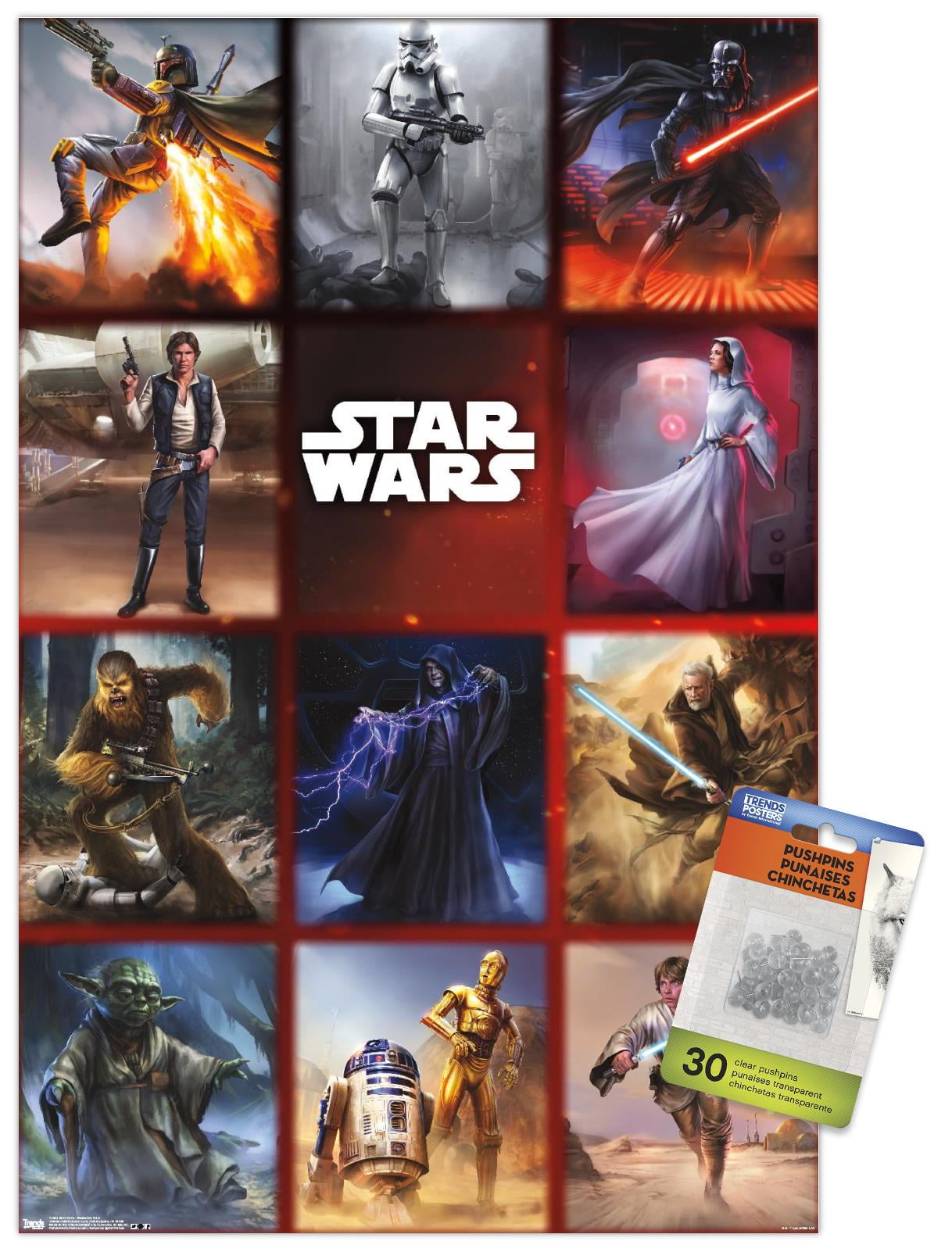 Star Wars: Saga - Moments Grid Wall Poster with Push Pins, 14.725" x 22 ...