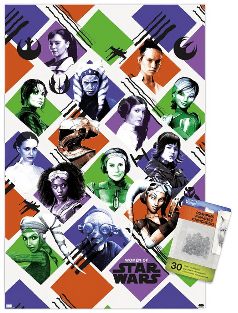Star Wars: Saga - Women of Star Wars Wall Poster with Push Pins, 14.725 ...