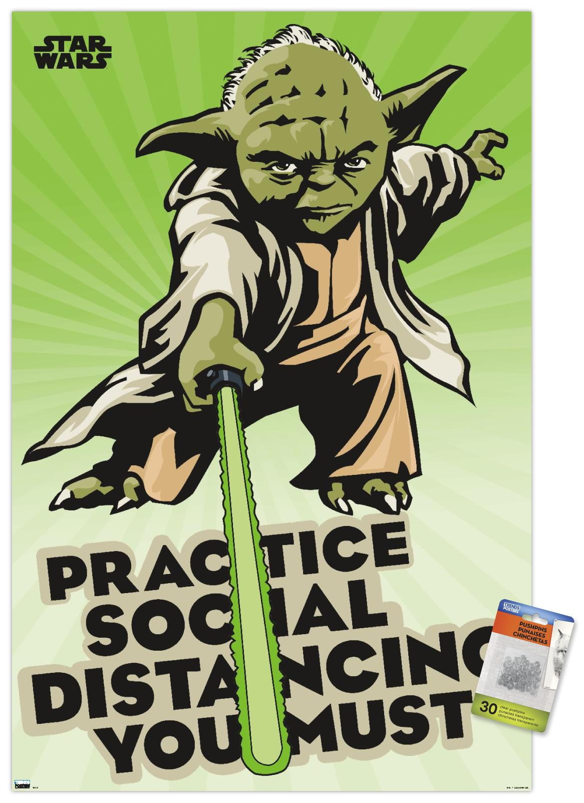 Star Wars: Saga - Yoda Social Distancing Wall Poster with Push Pins, 22 ...