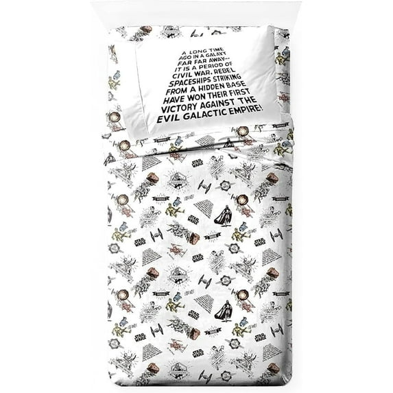 Star Wars T-Shirt Comic 3 Piece Twin Size Bed Sheets Set - Disney Space ...