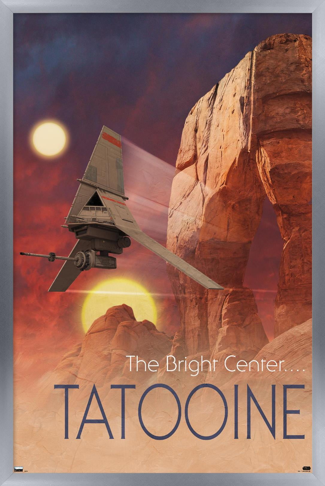 Star Wars: Tatooine - Visit Tatooine by Russell Walks 23 Wall Poster, 22.375" x 34" Framed ...