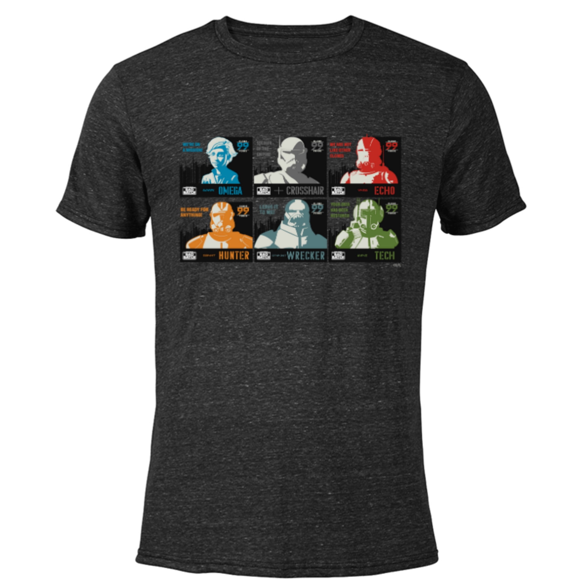 Star Wars The Bad Batch Faces Names and Quotes - Short Sleeve Blended T ...