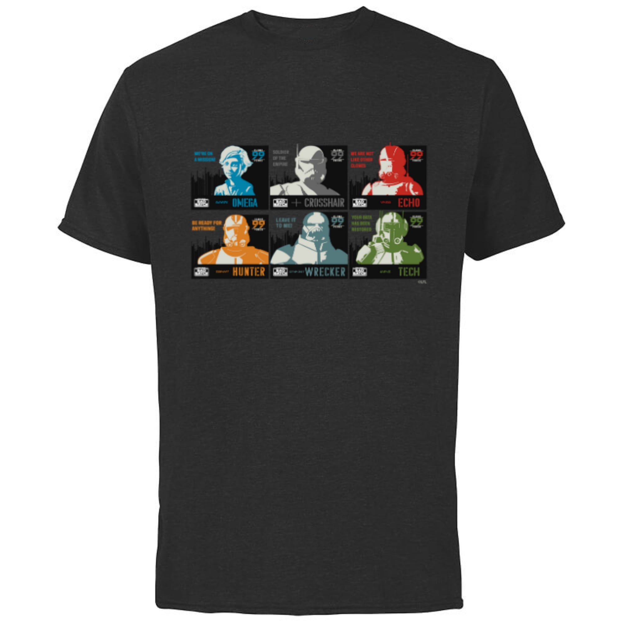 Star Wars The Bad Batch Faces Names and Quotes - Short Sleeve Cotton T ...
