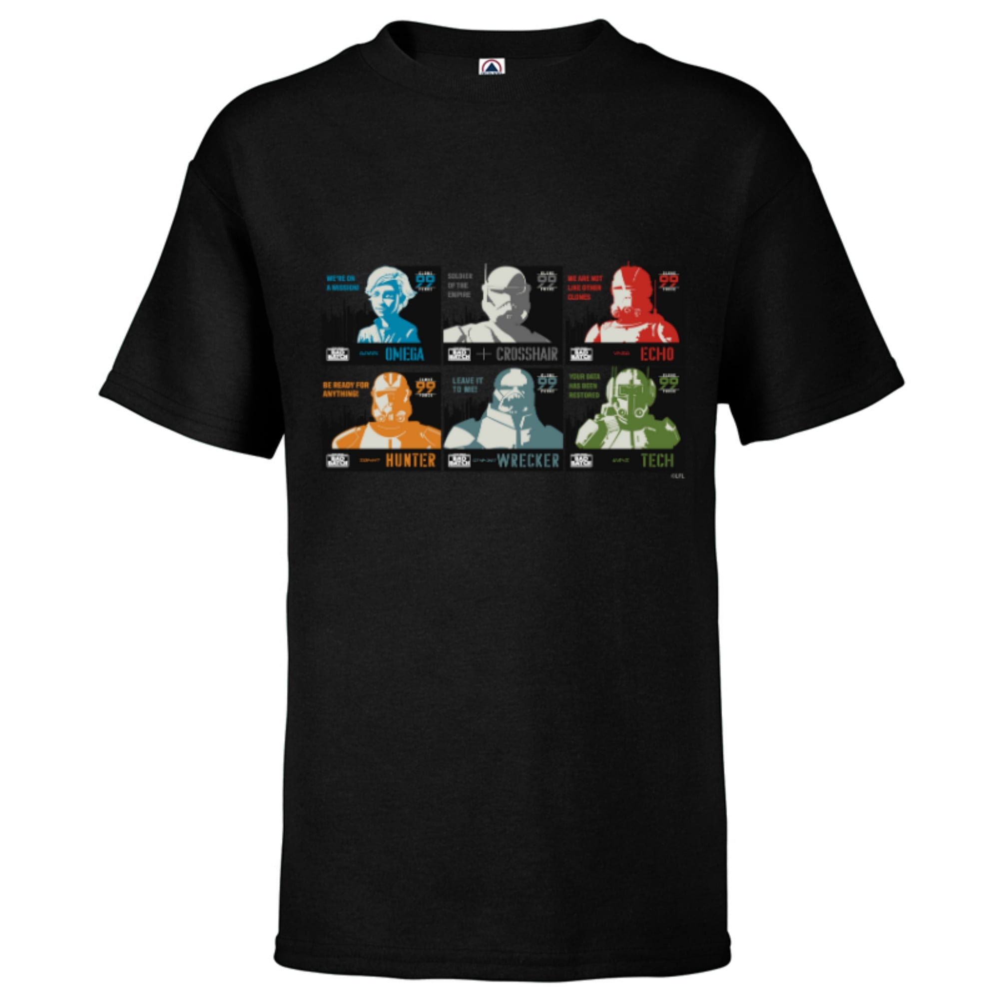 Star Wars The Bad Batch Faces Names and Quotes - Short Sleeve T-Shirt ...