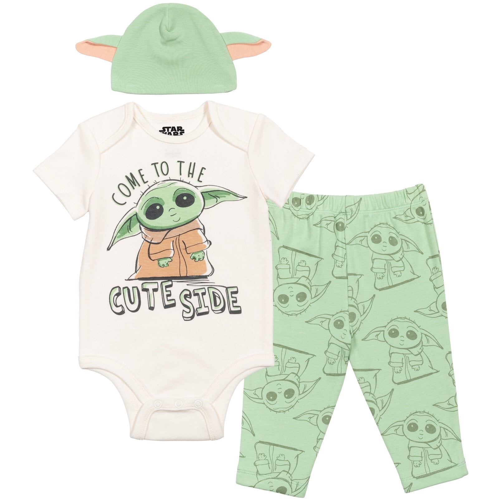Star Wars The Child Newborn Baby Boys Bodysuit Pants and Hat 3 Piece ...
