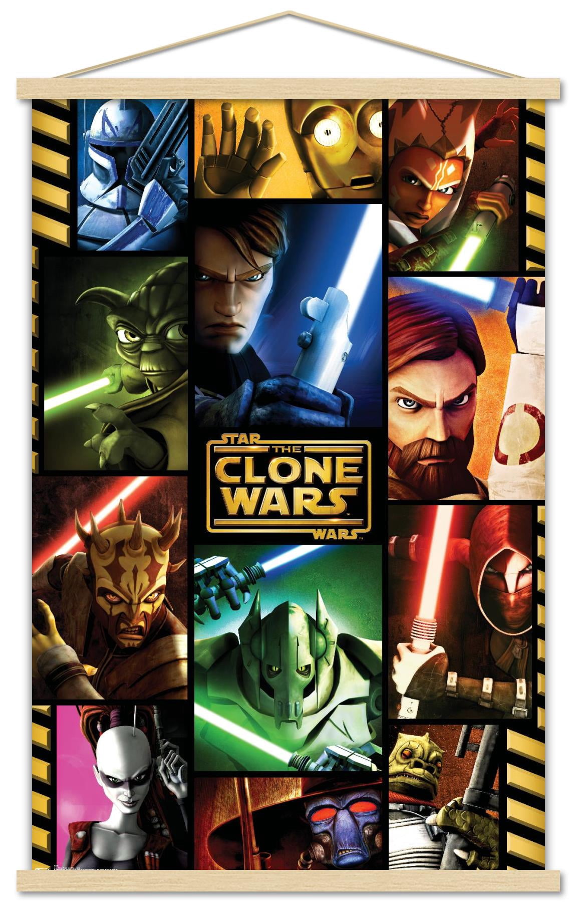 Star Wars: The Clone Wars - Grid Wall Poster with Wooden Magnetic Frame ...