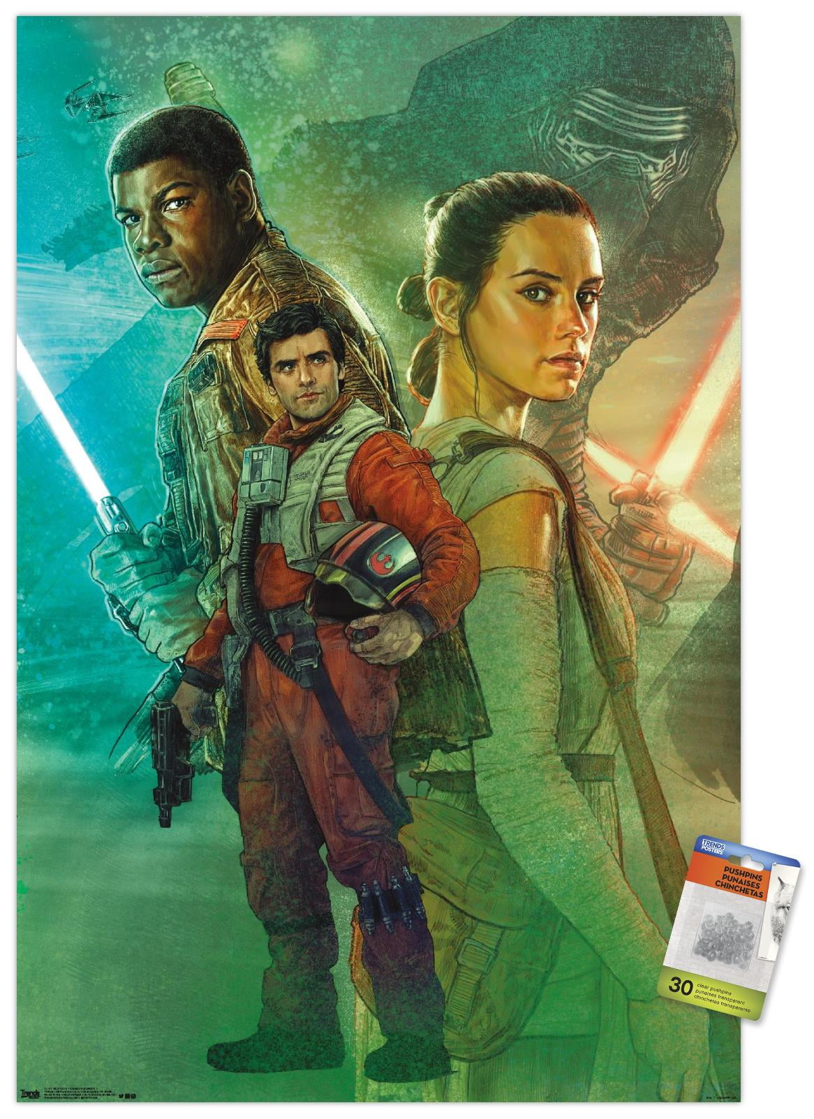 Star Wars: The Force Awakens - Celebration Mural Wall Poster with Push ...