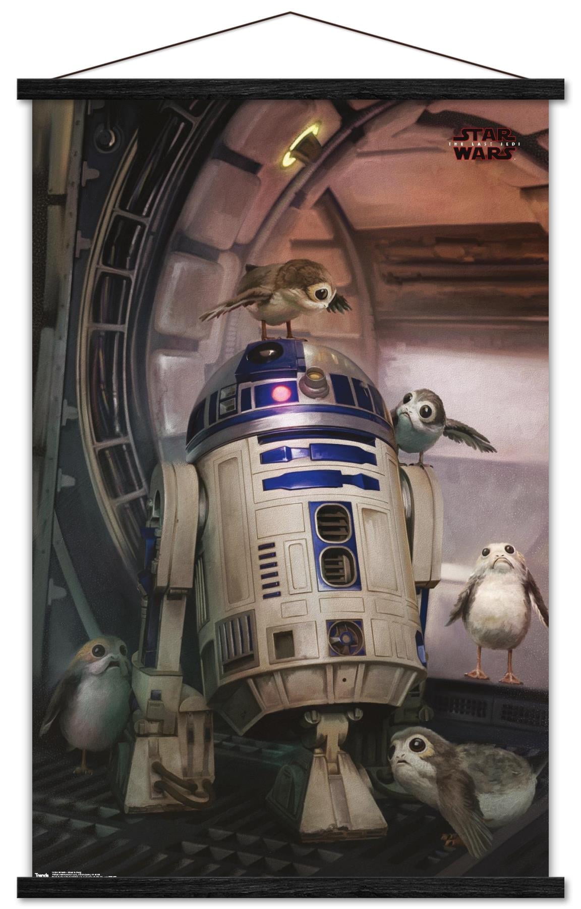 Star Wars: The Last Jedi - Droid And Porg Wall Poster with Wooden ...