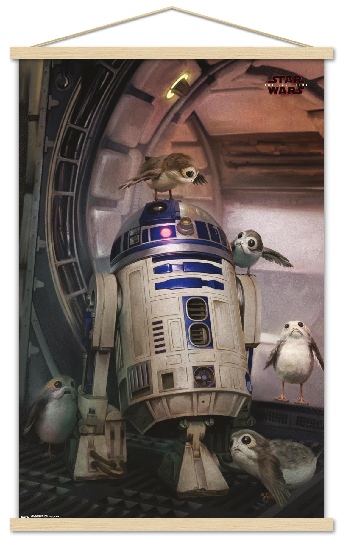 Star Wars: The Last Jedi - Droid And Porg Wall Poster with Wooden ...