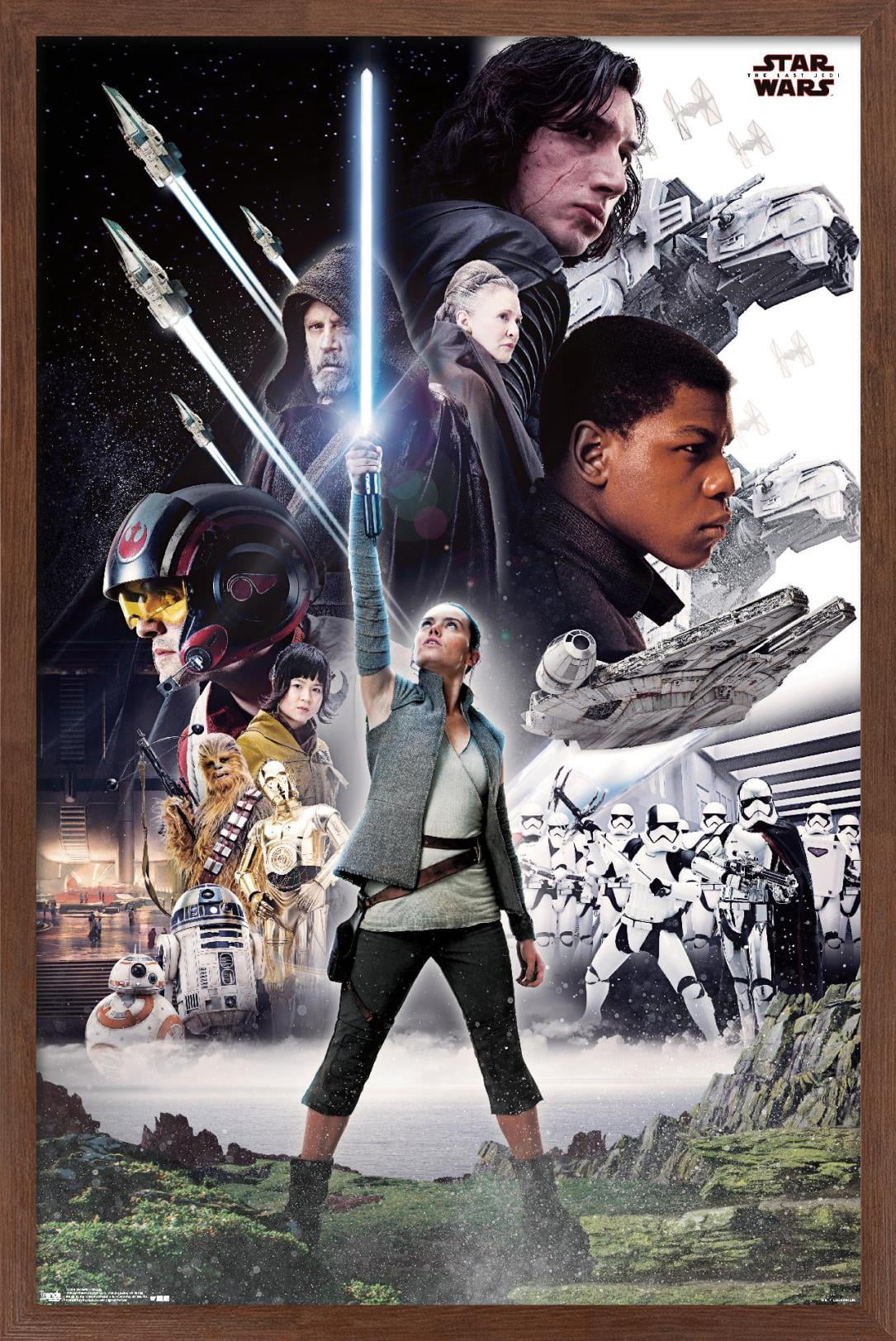 Star Wars: The Last Jedi - Group Wall Poster, 14.725" x 22.375", Framed ...