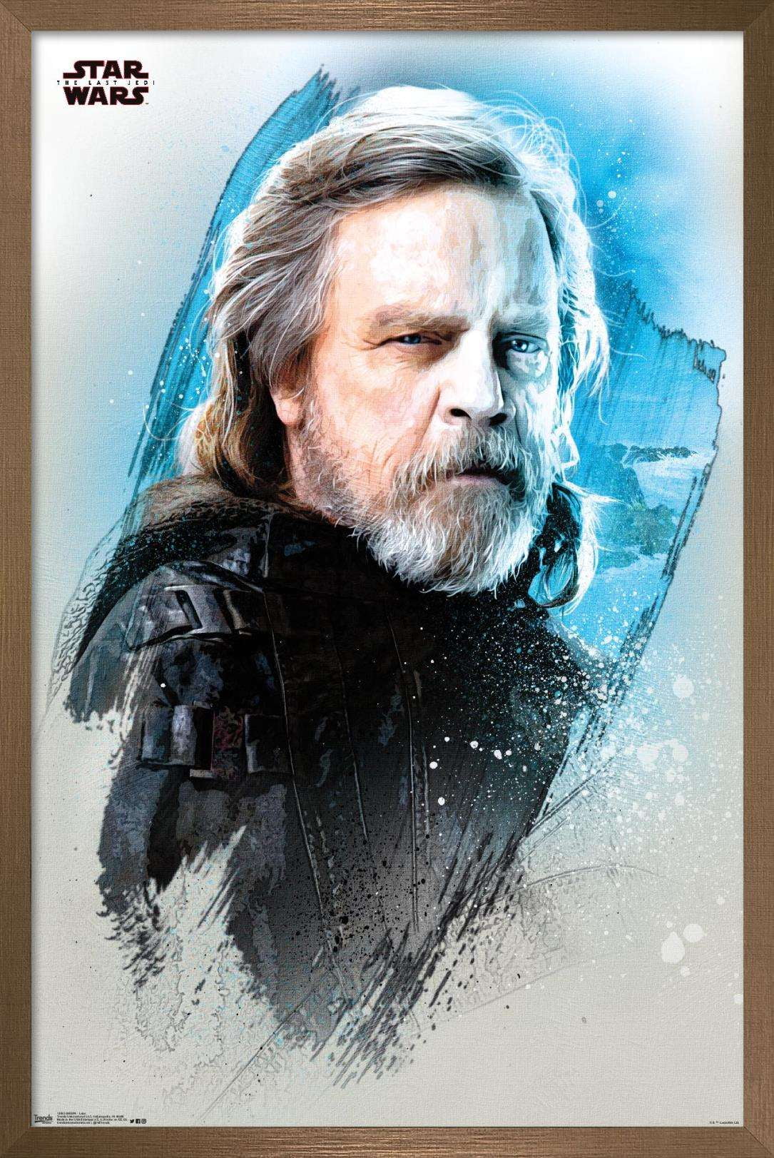 Star Wars: The Last Jedi - Luke Wall Poster, 14.725" x 22.375", Framed ...