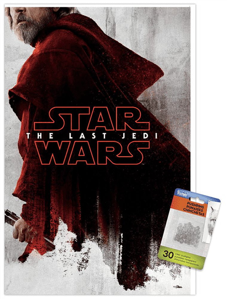 Star Wars: The Last Jedi - Red Luke Wall Poster with Push Pins, 14.725 ...