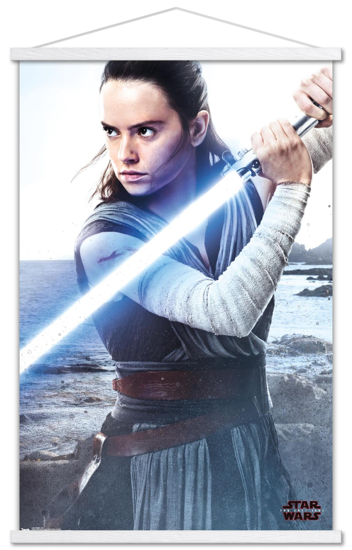 Star Wars: The Last Jedi - Rey Wall Poster with Wooden Magnetic Frame ...