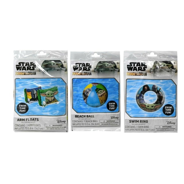 Star Wars The Mandalorian Baby Yoda 3 pc Swim Set- Arm Floats, Beach ...