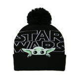 Star Wars The Mandalorian Baby Yoda Rib Knit Beanie Black - Walmart.com
